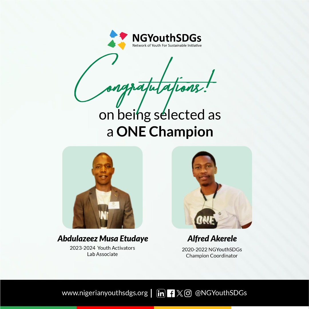 Young Leaders in NGYouthSDGs Emerge as ONE Champions - Nigeria Youth SDG